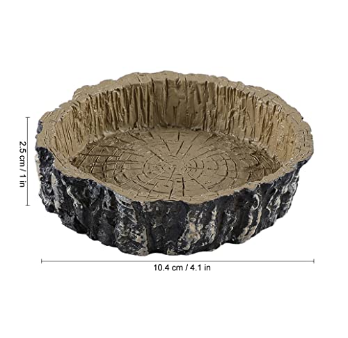 Tree Trunk Food/Water Dish for Amphibians, Reptiles and Other Little Critters, Made from Premium Non-Toxic Resin - Small Size