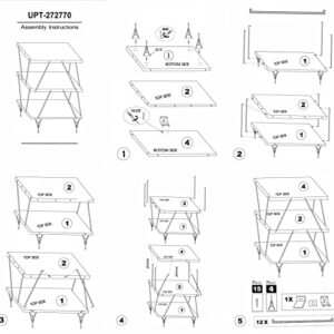 The Urban Port Tup 30-Inch Modern Rectangular 3-Tier Etagere Wood Storage Rack, Metal Frame and Legs, Natural Brown