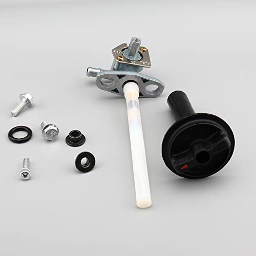 Fuel Cock Petcock with Lever Assy for Honda Recon 250 TRX250, Honda Rancher TRX350, Honda Rancher TRX420, Honda Foreman TRX450, Honda Foreman Rubicon TRX500FA, Gas Valve Switch Part (With Fuel Tube)