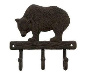 cast iron bear wall hanger with 3 hooks