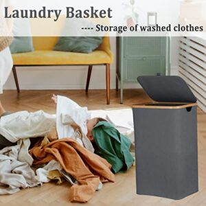 Collapsible Laundry Basket, Tall Laundry Hamper with Lid and Removable Liner Bag, Large Foldable Storage Laundry Hamper Clothes Basket, Laundry Basket for Dorm, Bathroom, Bedroom, Clothing, Toys