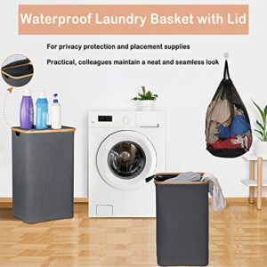 Collapsible Laundry Basket, Tall Laundry Hamper with Lid and Removable Liner Bag, Large Foldable Storage Laundry Hamper Clothes Basket, Laundry Basket for Dorm, Bathroom, Bedroom, Clothing, Toys