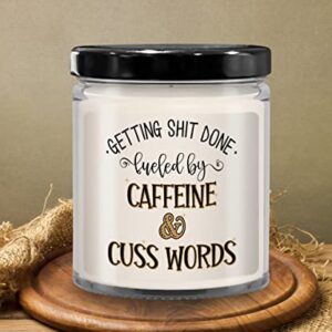 The Improper Mug Fueled by Caffeine and Cuss Words Candle for Coffee Lovers Sarcastic Rude Birthday Christmas Ideas for Mom Dad Funny Adult Humor 9 Oz. Vanilla Scented