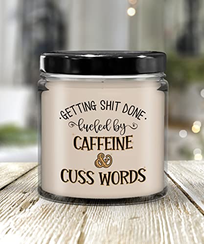 The Improper Mug Fueled by Caffeine and Cuss Words Candle for Coffee Lovers Sarcastic Rude Birthday Christmas Ideas for Mom Dad Funny Adult Humor 9 Oz. Vanilla Scented