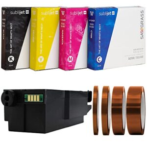 sawgrass sublijet uhd cmyk inks sg500 & sg1000 4 pack, ink waste tank, 4 rolls of prosub tape