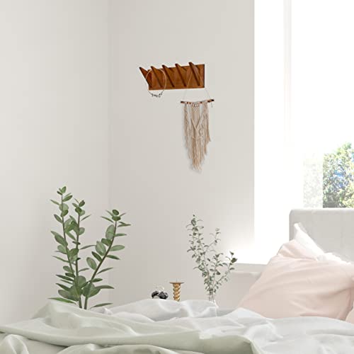 NHZ Wall Mounted Coat Rack, Coat Rack Hooks Set 2, Coat Rack Wall Mount Heavy Duty Wooden for Closet Room, Bathroom, Bedroom. (Brown)