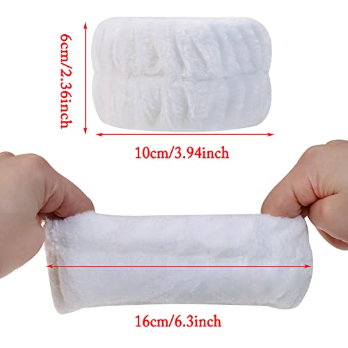 PENTA ANGEL Wrist Washband 2Pcs Microfiber Spa Wrist Wash Towel Band Sweatband for Women Girls Washing face Prevent Liquids from Spilling Down Your Arms (White)