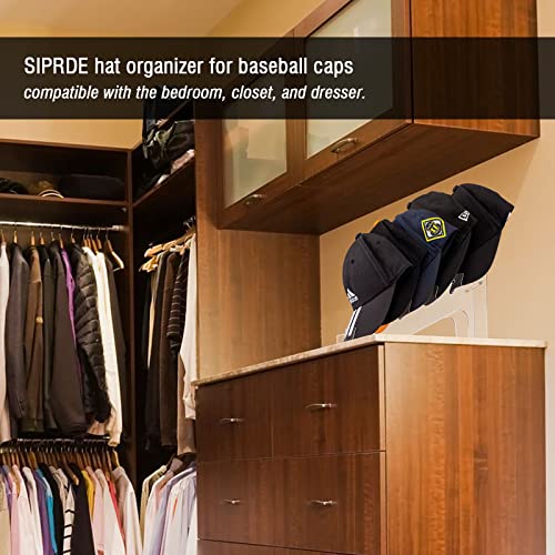 SIPRDE Hat Racks for Baseball Caps 2 pack, Acrylic Hat Hangers for Wall Mount or Stand Up - Two Novel Ways for Hat Display and Organizer, Holds Up to 10 Caps for Bedroom, Closet, Dresser (Clear)