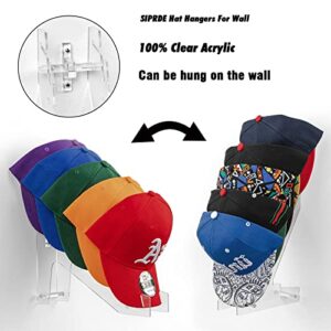 SIPRDE Hat Racks for Baseball Caps 2 pack, Acrylic Hat Hangers for Wall Mount or Stand Up - Two Novel Ways for Hat Display and Organizer, Holds Up to 10 Caps for Bedroom, Closet, Dresser (Clear)