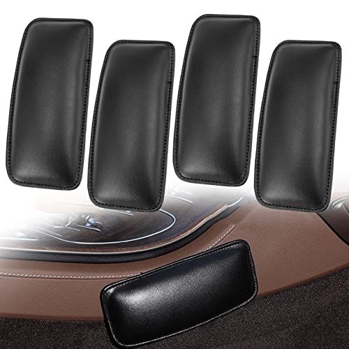 BetterJonny 4 Pcs Car Knee Cushion for Center Console, PU Leather Car Knee Cushion Elbow Pillow Universal Auto Car Knee pad, Leg pad, Inner Leg pad,Knee pad for Car Interior Accessories(Black)