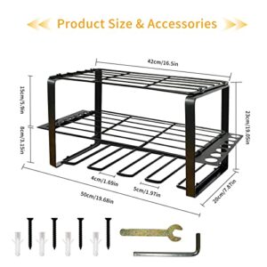 Polgar's Power Tool Organizer With Charging Station,Drill Holder Wall Mount,Garage Storage Shelves for Organization and Storage,Heavy Duty Pegboard Wall Organizer Set Solid Metal Black