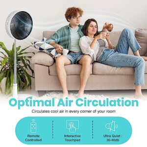 ENPI Foldable Travel Fan with Remote, 10800 mAh Battery Operated - Portable, Quiet & Rechargeable Standing Fan for Bedroom, Office & Outdoor - Oscillating, Table & Floor Fans (8 Inch)