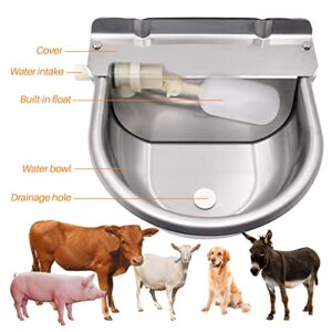 Automatic Water Trough for Livestock, 304 Stainless Steel Automatic Livestock Waterer with Float Valve for Dogs Horses Cattle Sheep Goat