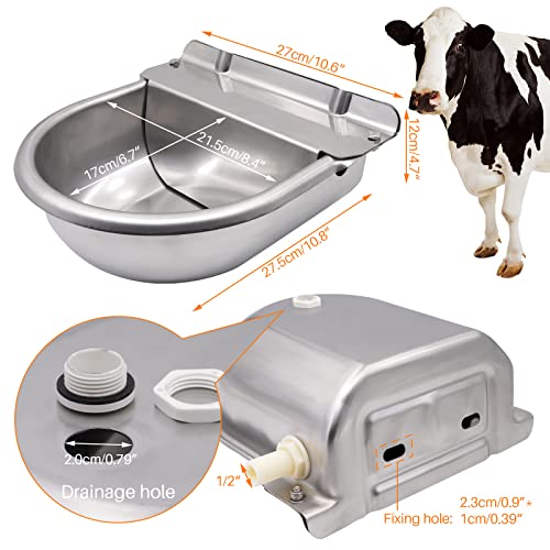 Automatic Water Trough for Livestock, 304 Stainless Steel Automatic Livestock Waterer with Float Valve for Dogs Horses Cattle Sheep Goat