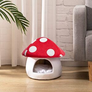 PAPITLULU Pet Bed Small Animals Bed Dutch Pig Hamster Nest Hedgehog Rat Chinchilla Guinea Habitat Mini House, Red Mushroom, L