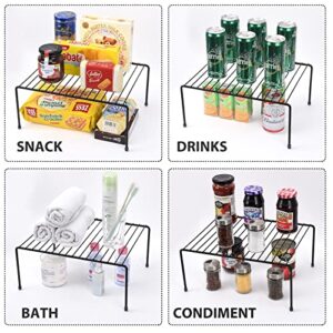 yaenoei Set of 4 - Kitchen Storage Shelf Rack (13.1 x 10.2 Inch)/Plastic Feet - Medium - Steel Metal - Rust Resistant Finish - Cups, Dishes, Cabinet & Pantry Organization - Kitchen (Black)