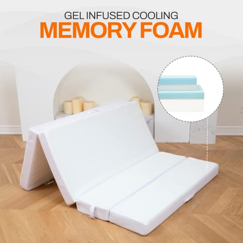 Cheer Collection Memory Foam Folding Mattress, Four Fold Convertible Sofa Bed Couch, 6" Thick Gel Infused Foam Folding Bed Sofa for Guests, Full Size (73" x 52")