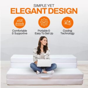 Cheer Collection Memory Foam Folding Mattress, Four Fold Convertible Sofa Bed Couch, 6" Thick Gel Infused Foam Folding Bed Sofa for Guests, Full Size (73" x 52")