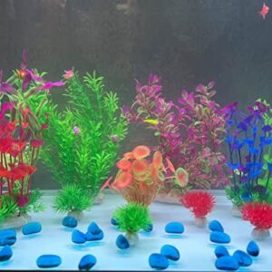 Ismosm Aquarium Plants 14 Pack Betta Fish Tank Accessories Plus Aquarium Gravel for Aquarium Decor Fish Tank Decor (C Set)