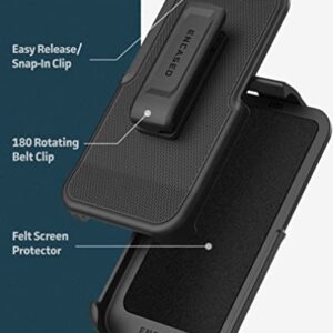 Encased Magnetic Case Designed for iPhone 14 Pro Max Case with Belt Clip Holster, Compatible with MagSafe (Crystal Clear)