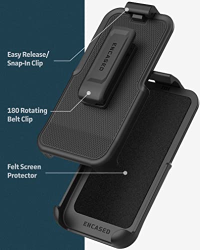 Encased Magnetic Case Designed for iPhone 14 Pro Max Case with Belt Clip Holster, Compatible with MagSafe (Crystal Clear)