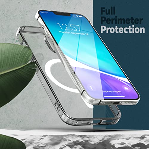 Encased Magnetic Case Designed for iPhone 14 Pro Max Case with Belt Clip Holster, Compatible with MagSafe (Crystal Clear)