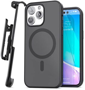 encased mag slimshield designed for iphone 14 pro case with belt clip holster - compatible with magsafe (black)