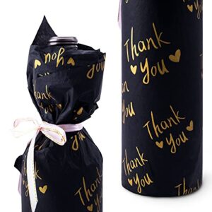 MR FIVE 50 Sheets Gold Thank You Tissue Paper Bulk,20" x 14",Thank You Tissue Paper for Packaging,Gift Bags,Thank You Packaging Tissue Paper for Small Business (Black)