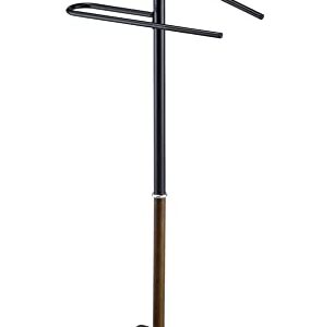 Proman Products VL17240 Kumo Freestanding Metal Valet Stand Organizer with Removable Hanger, Trouser Bar, 2 Tone (Black/Walnut), 11.5" W x 11.5" D x 41" H