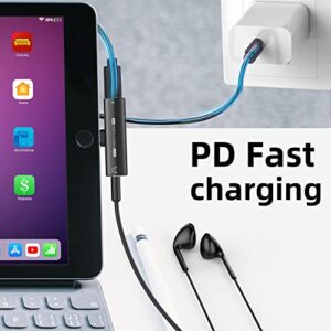 USB C to 3.5mm Headphone and Charger Adapter, 2 in 1 USB C to 3.5mm Audio and PD 60W Fast Charge Fit for Galaxy S23 S22 S21 S20 Ultra Note 20 10, Google Pixel 7 6 Rro 5 4 XL 3 XL 2XL,iPad Pro (Black)