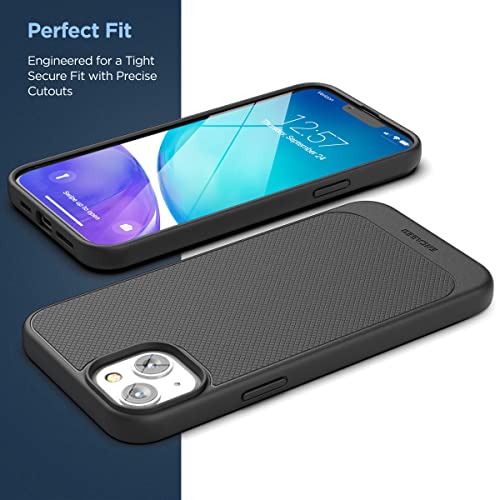 Encased Thin Armor Designed for iPhone 14 Belt Clip Case, Slim Fit Phone Case with Holster (Matte Black)