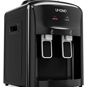 UMOMO Top Loading Water Cooler Dispenser, Countertop, Holds 3 or 5 Gallon, Hot & Cold, for Home and Office Use, Black(Water Bottle NOT Included)