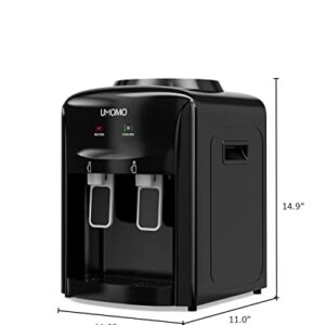 UMOMO Top Loading Water Cooler Dispenser, Countertop, Holds 3 or 5 Gallon, Hot & Cold, for Home and Office Use, Black(Water Bottle NOT Included)