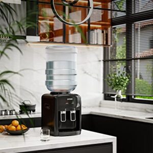 UMOMO Top Loading Water Cooler Dispenser, Countertop, Holds 3 or 5 Gallon, Hot & Cold, for Home and Office Use, Black(Water Bottle NOT Included)