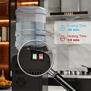 UMOMO Top Loading Water Cooler Dispenser, Countertop, Holds 3 or 5 Gallon, Hot & Cold, for Home and Office Use, Black(Water Bottle NOT Included)