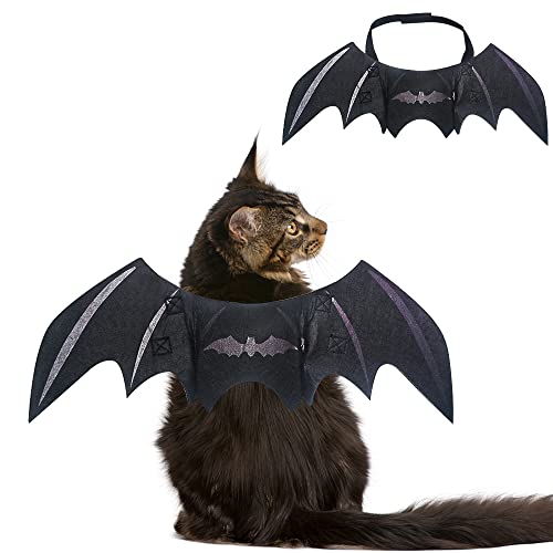 Pet Costume Halloween Cat Bat Costume Dog Bat Clothes Purple Black Bat Wings Pet Cosplay Costumes for Small Cats Puppy Dogs, Cat Dog Dress Up Accessories Halloween Party Pet Holiday Decorations