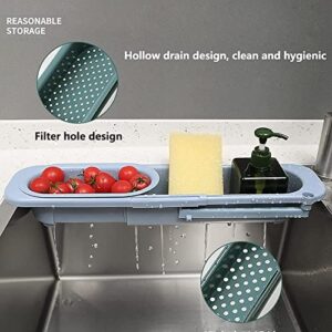 Zdrudhs Kitchen Drain Rack Telescopic Sink Rack Shelf Sponge Drain Dishwashing Cloth Expandable Storage Basket Holder (A)