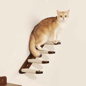 TAMFOM Cat Climbing Shelves Wall Mounted，Four-Step Cat Stairway with Kraft Rope for Cats Perch Platform Supplies，Cat Pine Walkways for Walls