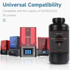 Creality Official Upgrade 3D Printer Resin, 1000g Standard Photopolymer Resin for LCD 3D Printing, 405nm UV-Curing Resin, High Precision, Low Shrinkage, Excellent Fluidity (Grey)