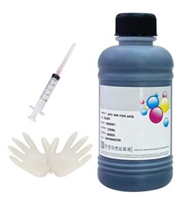 ink+ hp ink refill kit dye ink black 250ml bottle ink compatibel with inkjet printer cartridges for refillable ink cartridges, 950 951 932 933 60 61 952 902 901 black