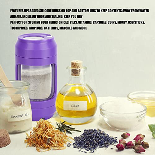 Smell Proof Container, USB Charging Sealing Function Purple Illuminated Spice Storage Container Portable for Vitamins for