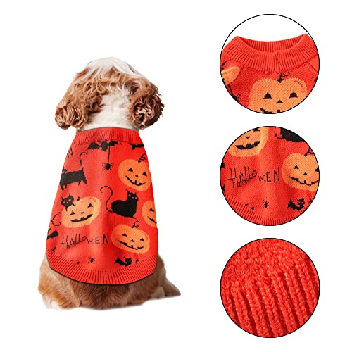 NACOCO Dog Halloween Pumpkin Sweater Pet Clothes Cat Knitwear Apparel Holiday Party Halloween Warm Puppy Clothes Kitty Clothes(M)