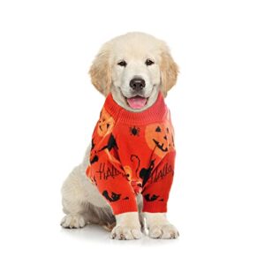 NACOCO Dog Halloween Pumpkin Sweater Pet Clothes Cat Knitwear Apparel Holiday Party Halloween Warm Puppy Clothes Kitty Clothes(M)