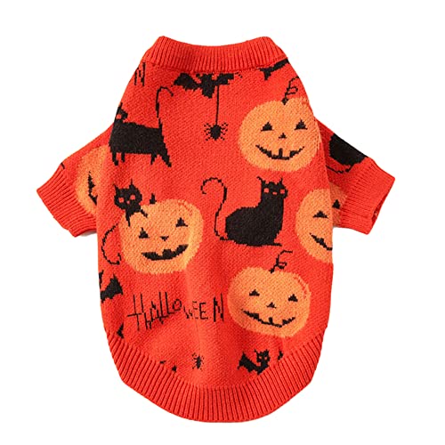 NACOCO Dog Halloween Pumpkin Sweater Pet Clothes Cat Knitwear Apparel Holiday Party Halloween Warm Puppy Clothes Kitty Clothes(M)