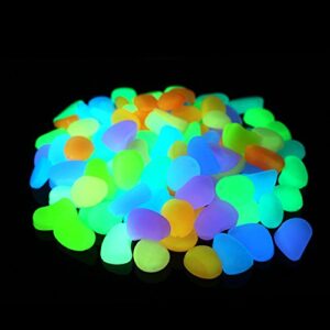 120pcs glow in the dark fish tank aquarium pebbles,rocks, glowing gravel luminous stones for aquarium succulent garden gift decoration (mixed color)