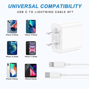 iPhone Charger Fast Charging【Apple MFi Certified】 3Pack USB-C Wall Charger Block with 6FT USB C to Lightning Cables for iPhone 14/14 Pro/14Pro Max/13/13 Pro/12/12 Pro/12 Pro Max/11/Xs Max/XR/X