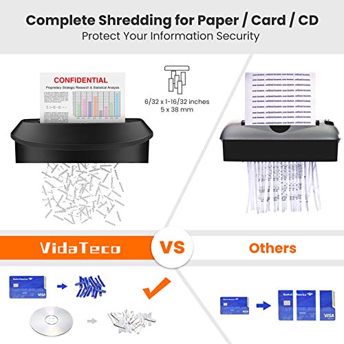 Paper Shredder,VidaTeco 58dB 14-Sheet Cross-Cut Shredder with US Patented Cutter,Also Shreds Card/CD, Heavy Duty Paper Shredder for Home Office,Durable&Fast with Auto Jam Proof,6.6-Gallon Bin (ETL)