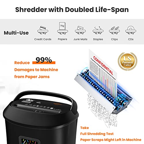 Paper Shredder,VidaTeco 58dB 14-Sheet Cross-Cut Shredder with US Patented Cutter,Also Shreds Card/CD, Heavy Duty Paper Shredder for Home Office,Durable&Fast with Auto Jam Proof,6.6-Gallon Bin (ETL)