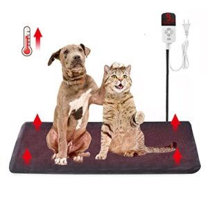 outdoor pet heating pad mat bed for cat dogs,large indoor heated pet bed with waterproof cover, 9 adjustable temperature dog cat heating pad with timer pet bed warmer blanket mat auto power-off