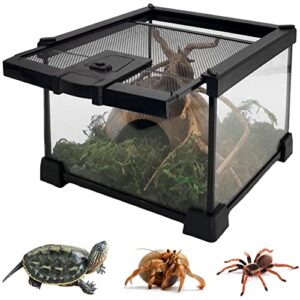 hamiledyi mini reptile glass terrarium tank,8"x8"x6" hermit crab breeding box transparent jumping spider enclosure small amphibians habitat cage for baby snake gecko lizard tarantula